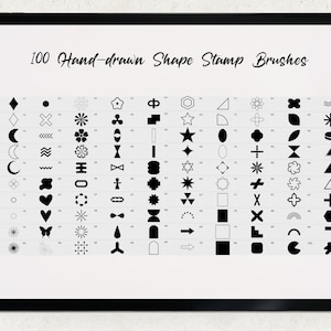 Procreate 100 Shape Stamp Brushes, Geometric Basic Shapes Outlines ...