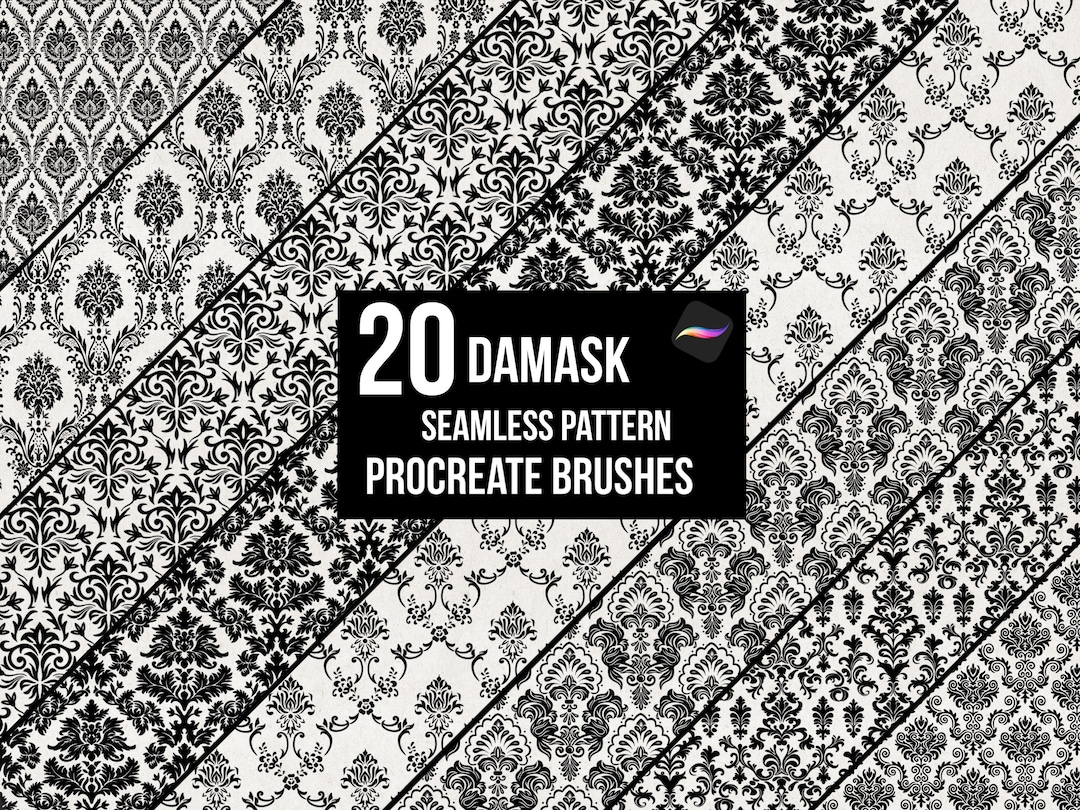 20 Procreate Damask Seamless Pattern Brushes, Traditional Floral Design, Vintage Pattern ...