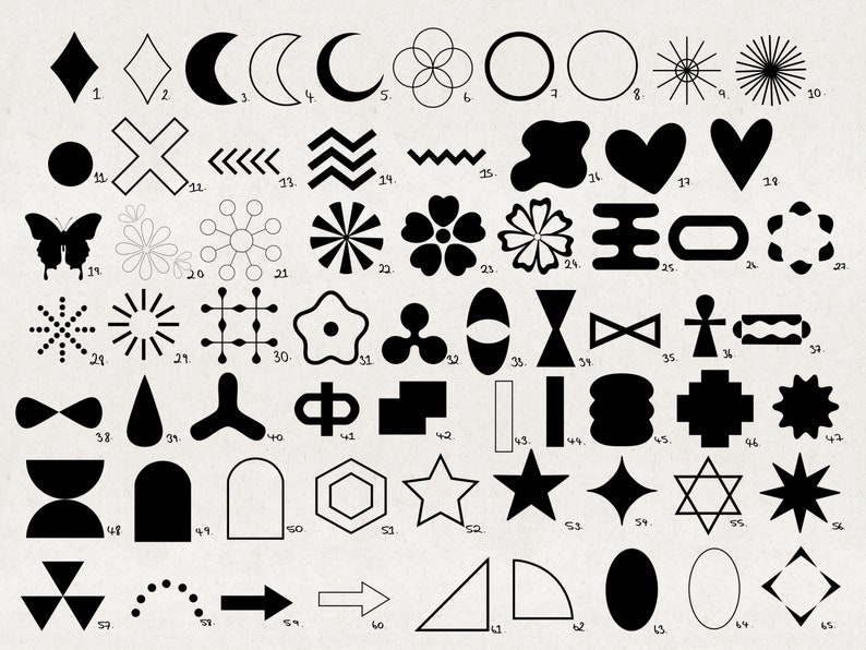 100 Shapes SVG PNG JPEG, Basic Shape Designs Cut Files, Star Clip Art ...