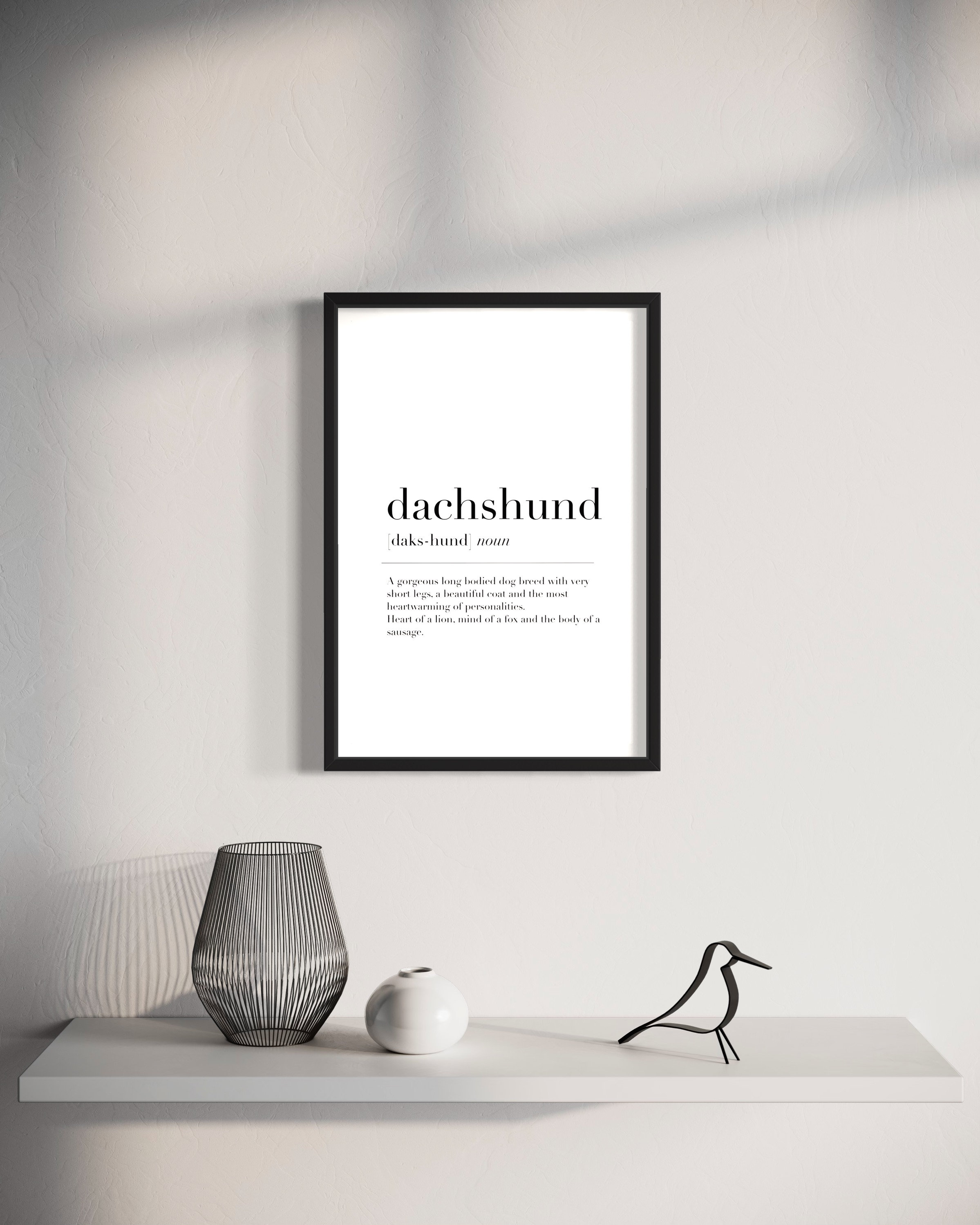 Dachshund Definition Typography Poster Print, Home Decor Wall Art, Dog ...