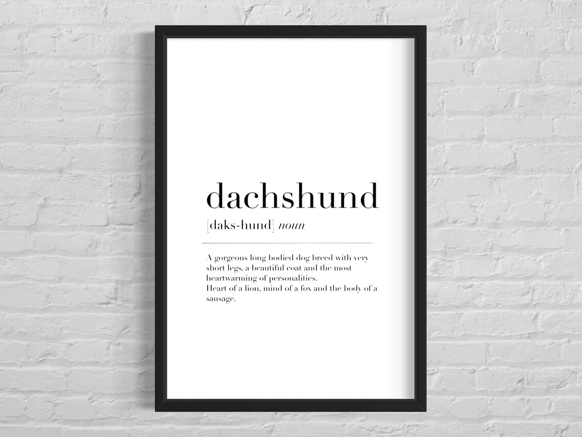 Dachshund Definition Typography Poster Print, Home Decor Wall Art, Dog ...