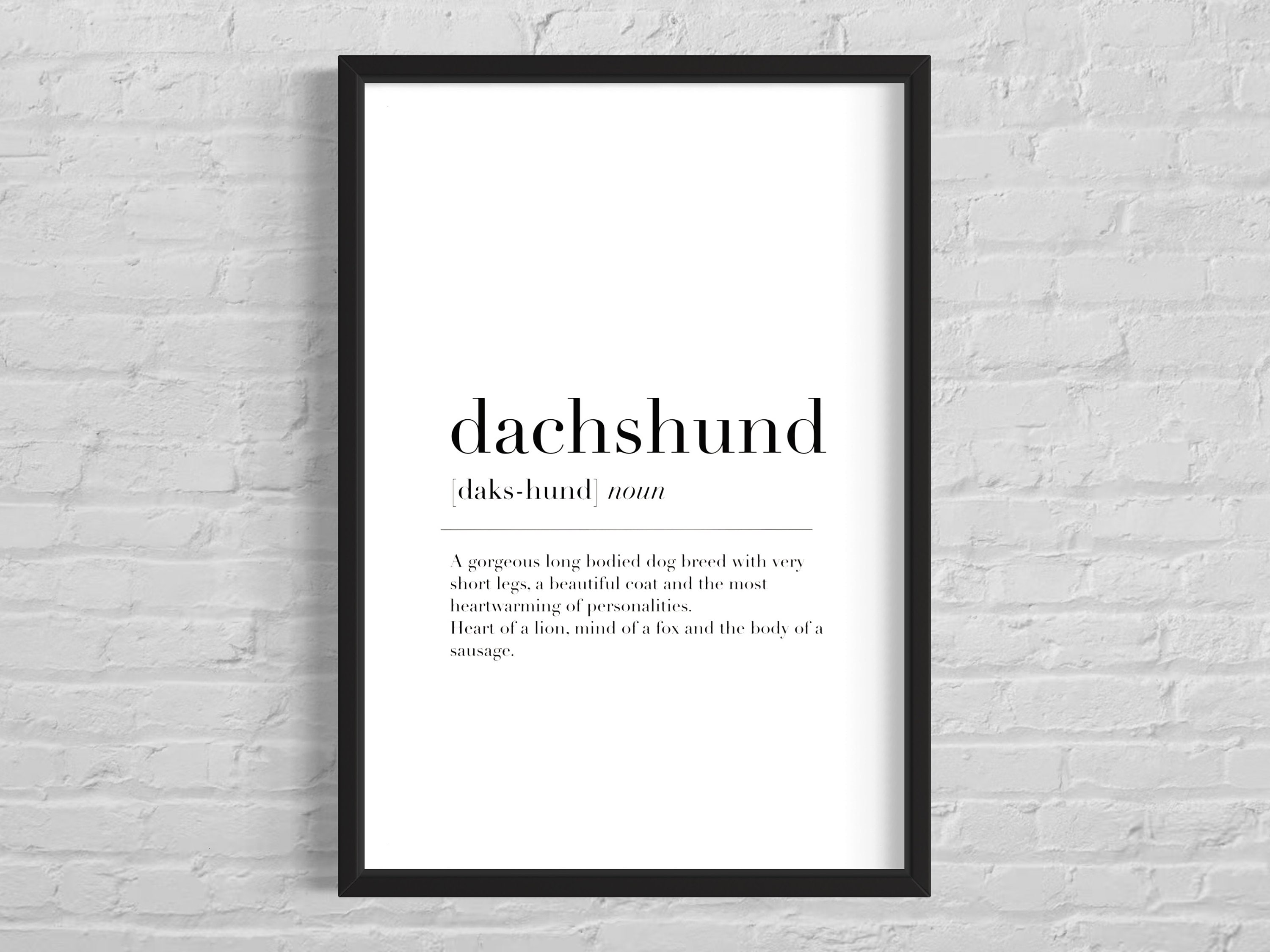 Dachshund Definition Typography Poster Print, Home Decor Wall Art, Dog ...
