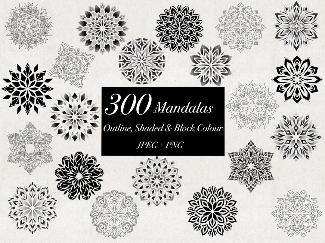 300 Mandala Designs JPEG PNG Image Files, High Quality Hand Drawn ...