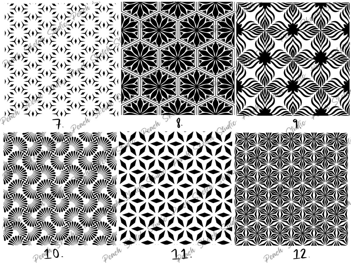 30 Geometric Patterns SVG PNG JPEG Seamless Digital Paper Abstract ...