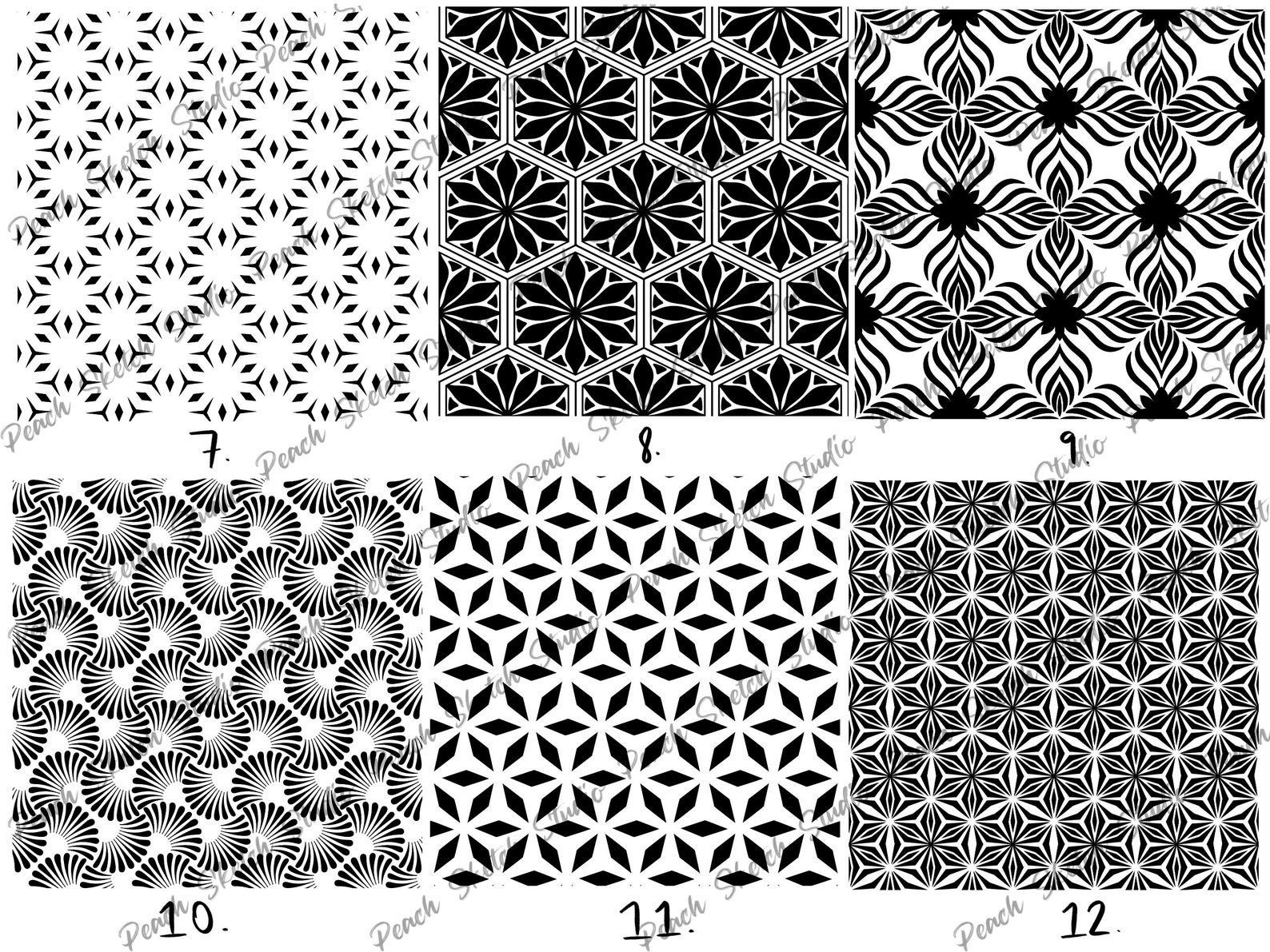 30 Geometric Patterns SVG PNG JPEG Seamless Digital Paper Abstract ...