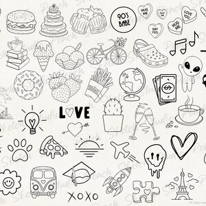100 Random Doodles Designs, SVG PNG JPEG, Retro Flash Tattoo Stencils ...