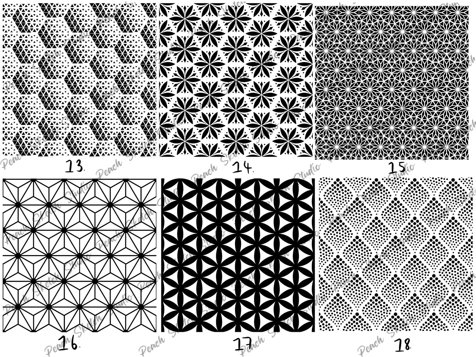 30 Geometric Patterns SVG PNG JPEG Seamless Digital Paper Abstract ...