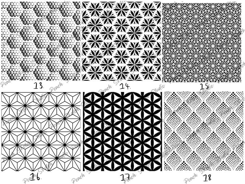 Buy 30 Geometric Patterns SVG PNG JPEG Seamless Digital Paper Abstract ...