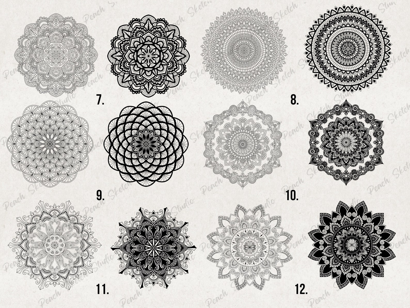 70 Procreate Mandala Stamps: Hand-drawn Designs Tattoo Brushes (digital ...