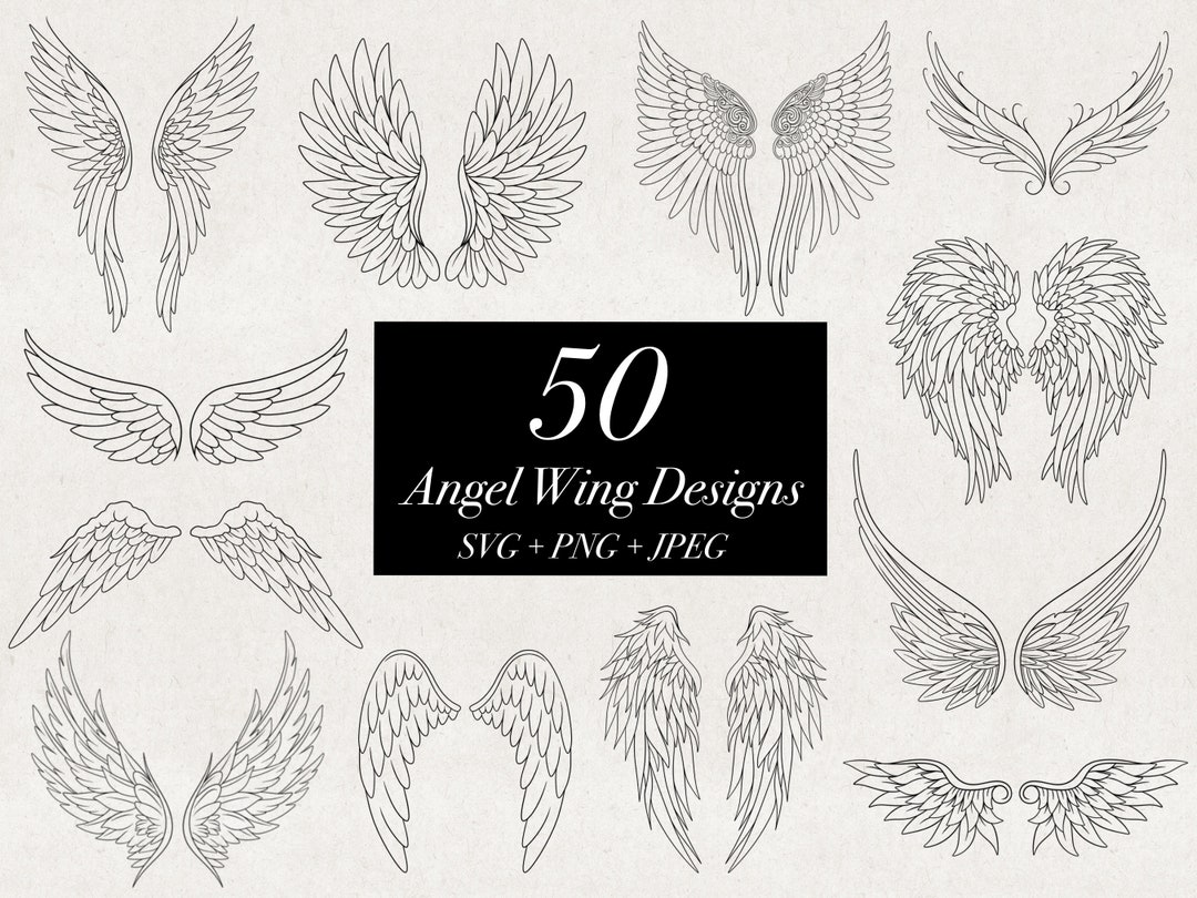 50 Angel Wing Designs: SVG PNG JPEG Cut Files (digital Download) - Etsy