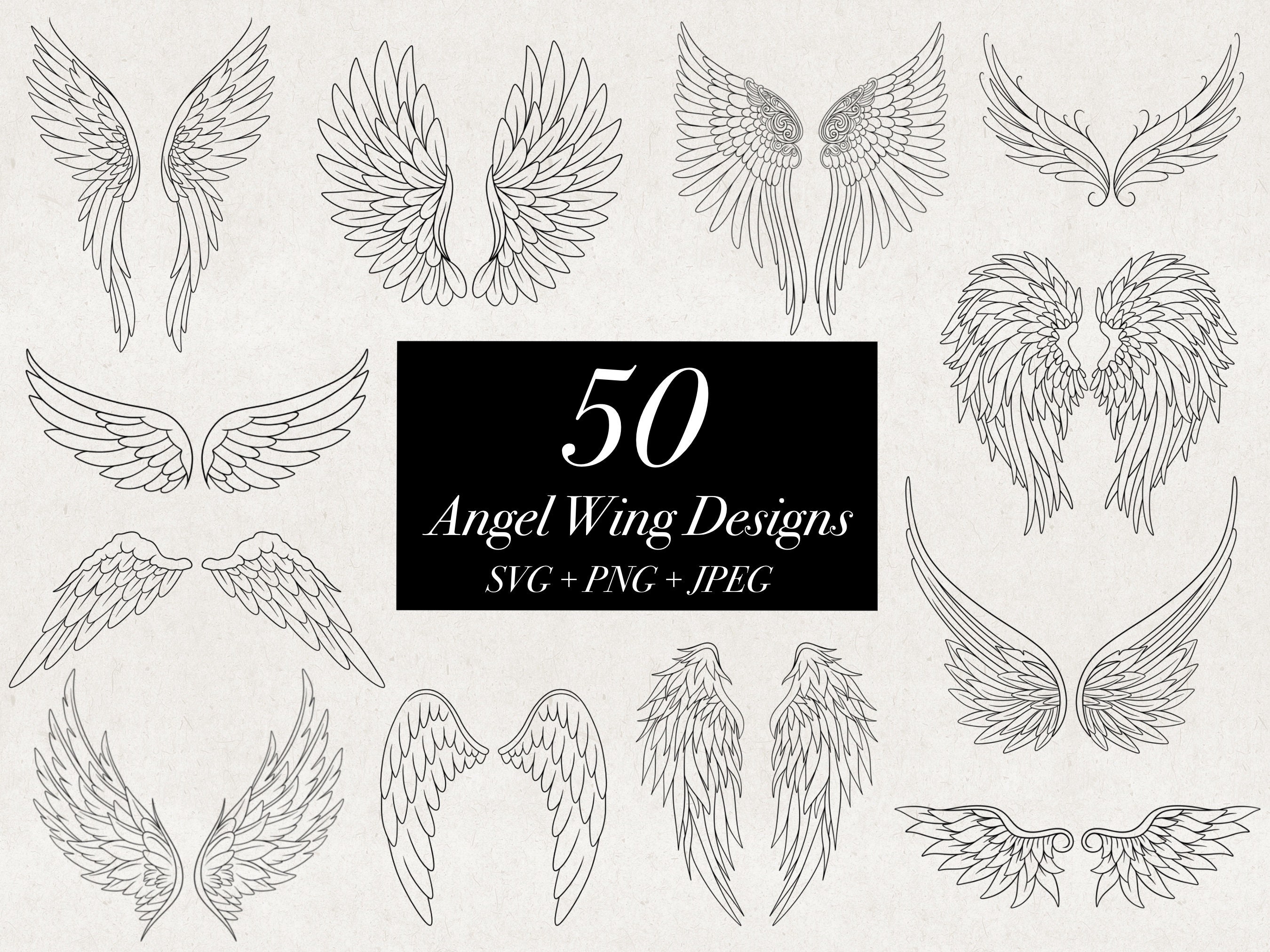 50 Angel Wing Designs: SVG PNG JPEG Cut Files (digital Download) - Etsy