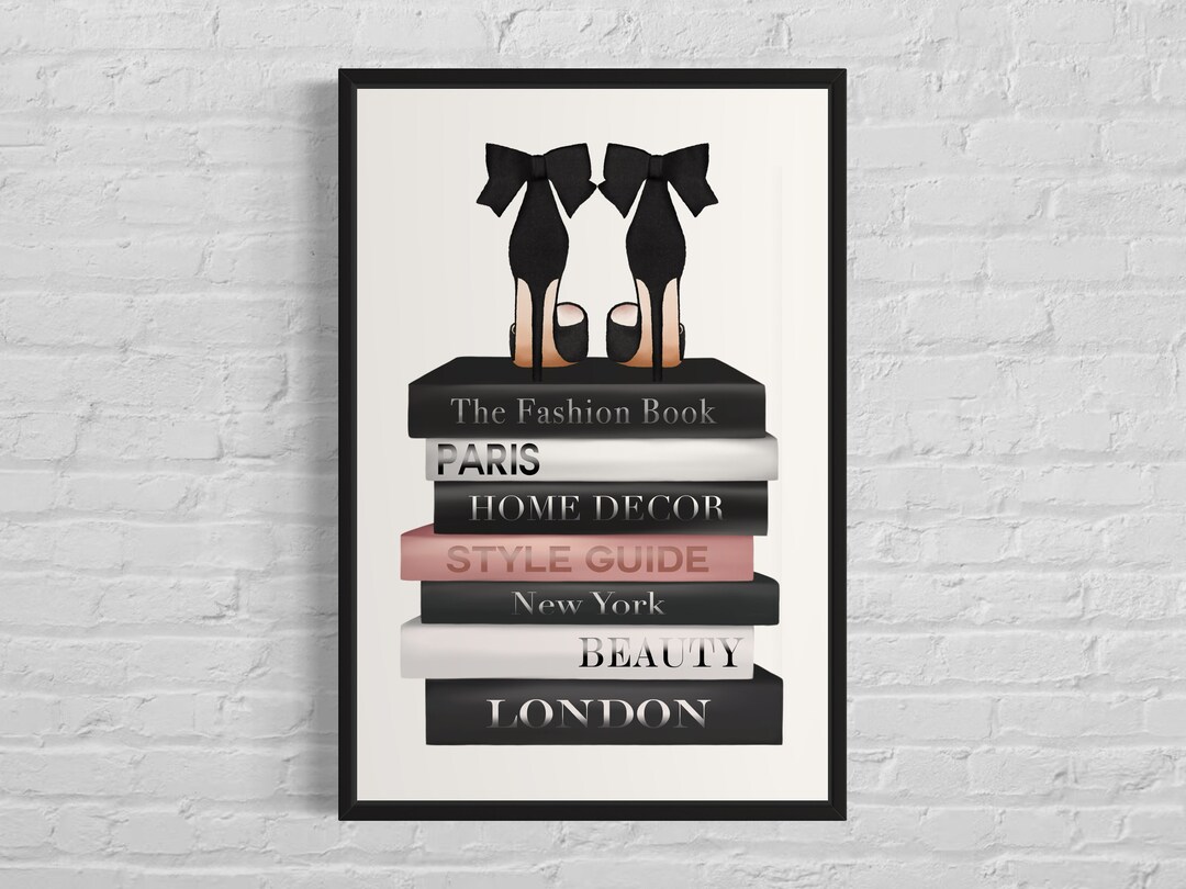 Fashion Book Stack Wall Art Poster Print, Bedroom Art, Printable ...