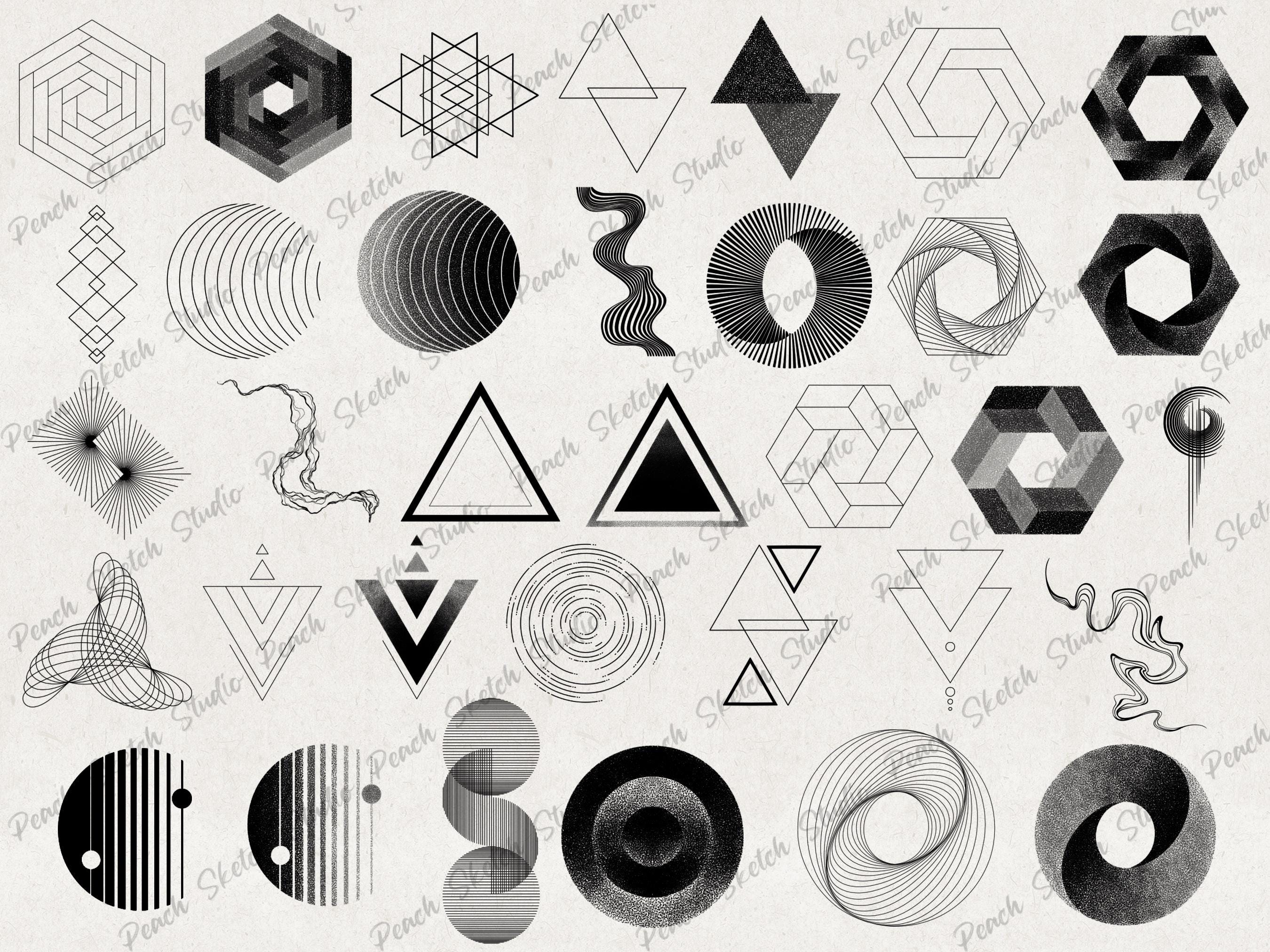 175 Geometric Shapes Designs: JPEG PNG Abstract Geometry, Hand Drawn ...
