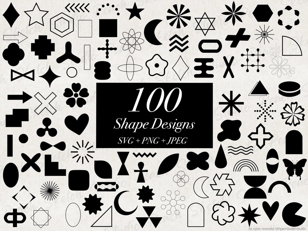 100 Basic Shapes Designs: SVG PNG JPEG, Silhouette Shape Clipart ...