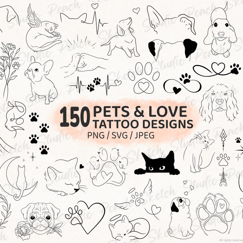 Dog Tattoo Line Art - Etsy UK