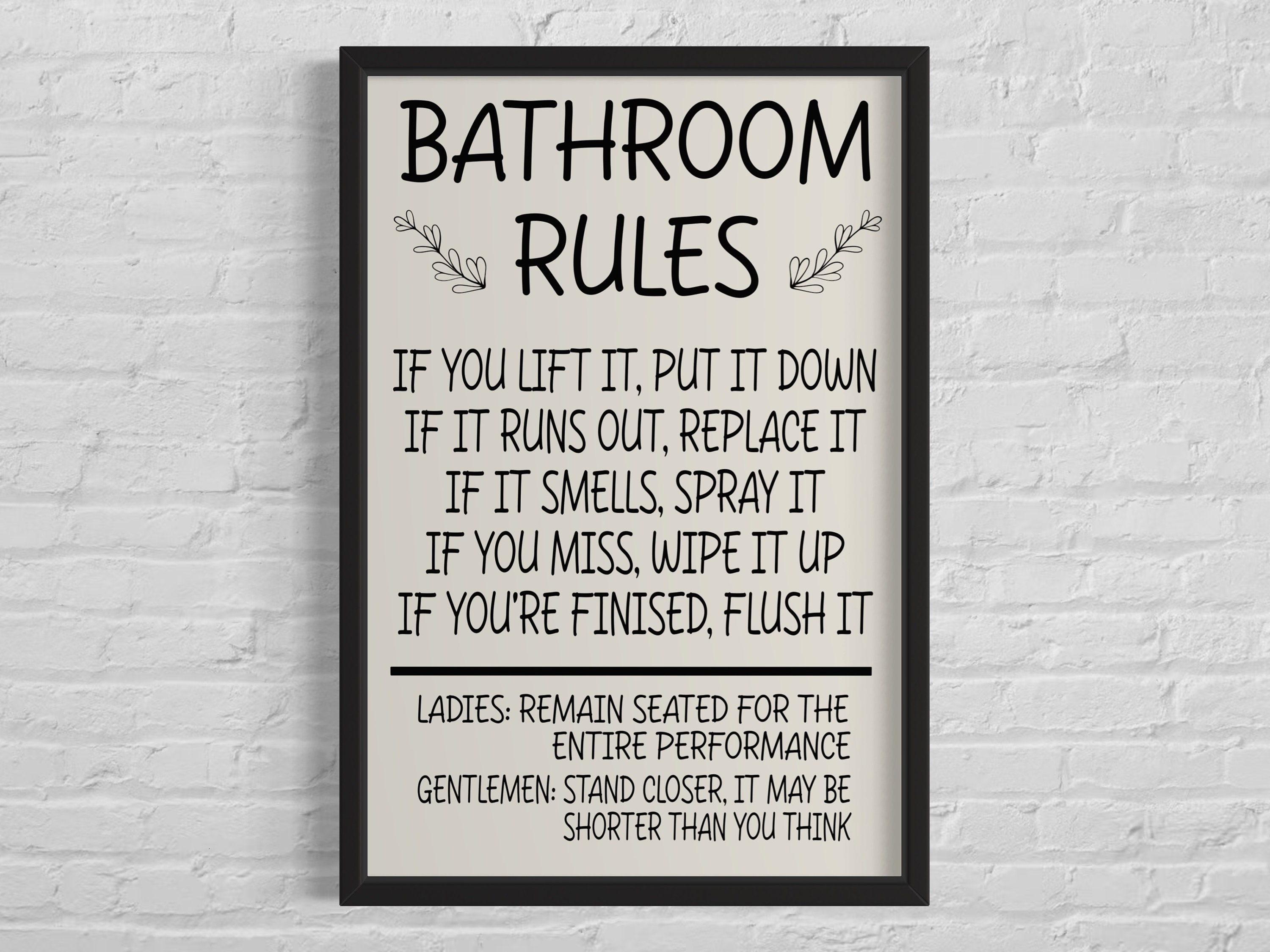 Funny Bathroom Rules Sign Poster Print, Ladies and Gentlemen Rules, Fun Bathroom Wall Art ...