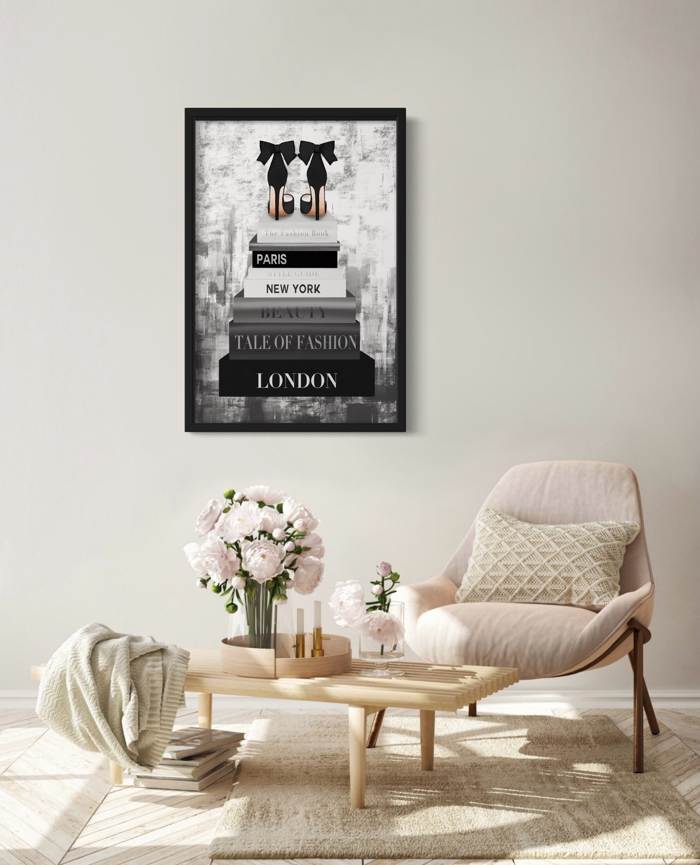 Fashion Book Stack Poster Print, Stiletto Heel Art (digital Download ...