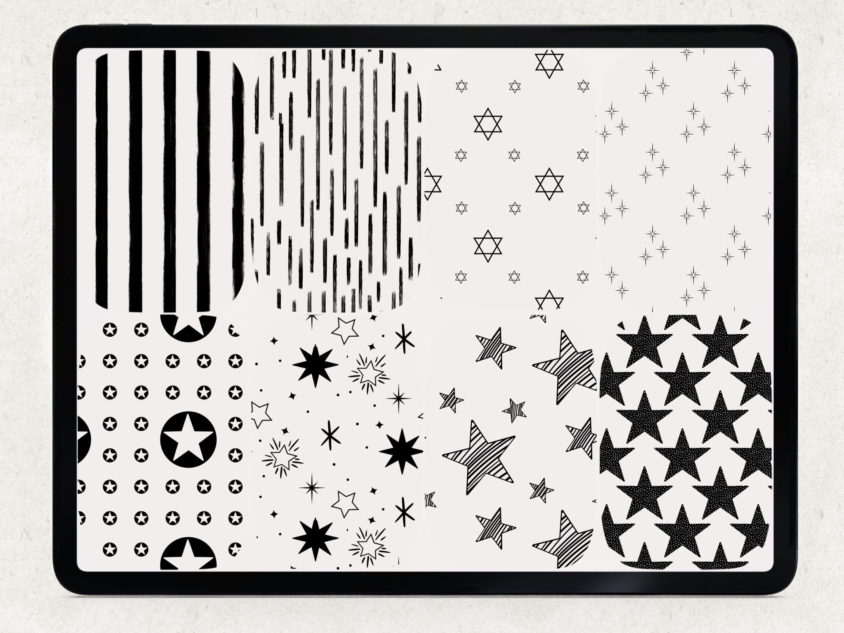 30 Stars & Lines Pattern Brushes Procreate, Pattern Brush Set, Boho ...