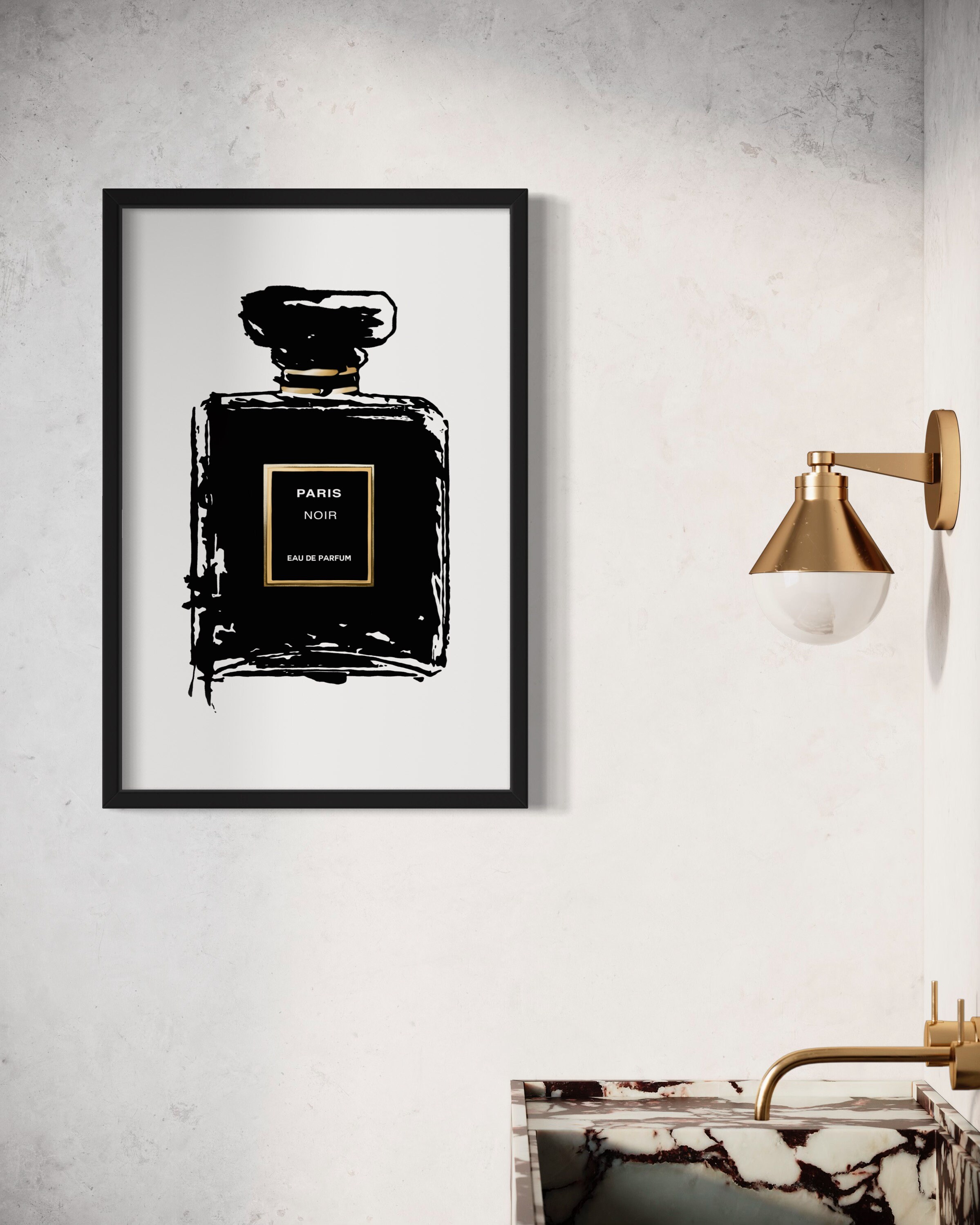 Black Paris Perfume Bottle Poster Print Wall Art, Fashion Beauty ...