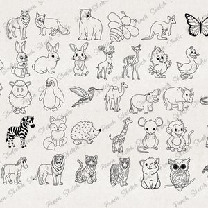 60 Animal Illustrations SVG, PNG & JPEG Clip Art Bundle, Fun Animal ...
