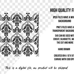 20 Damask Seamless Patterns SVG PNG JPEG Silhouette, Digital Paper ...