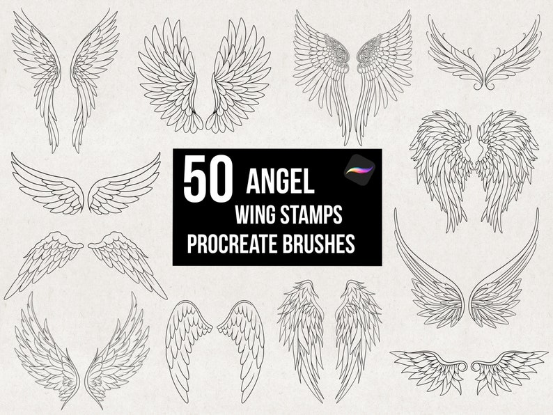 Procreate 50 Angel Wing Stamp Brushes, Tattoo Stencil Brush Pack ...