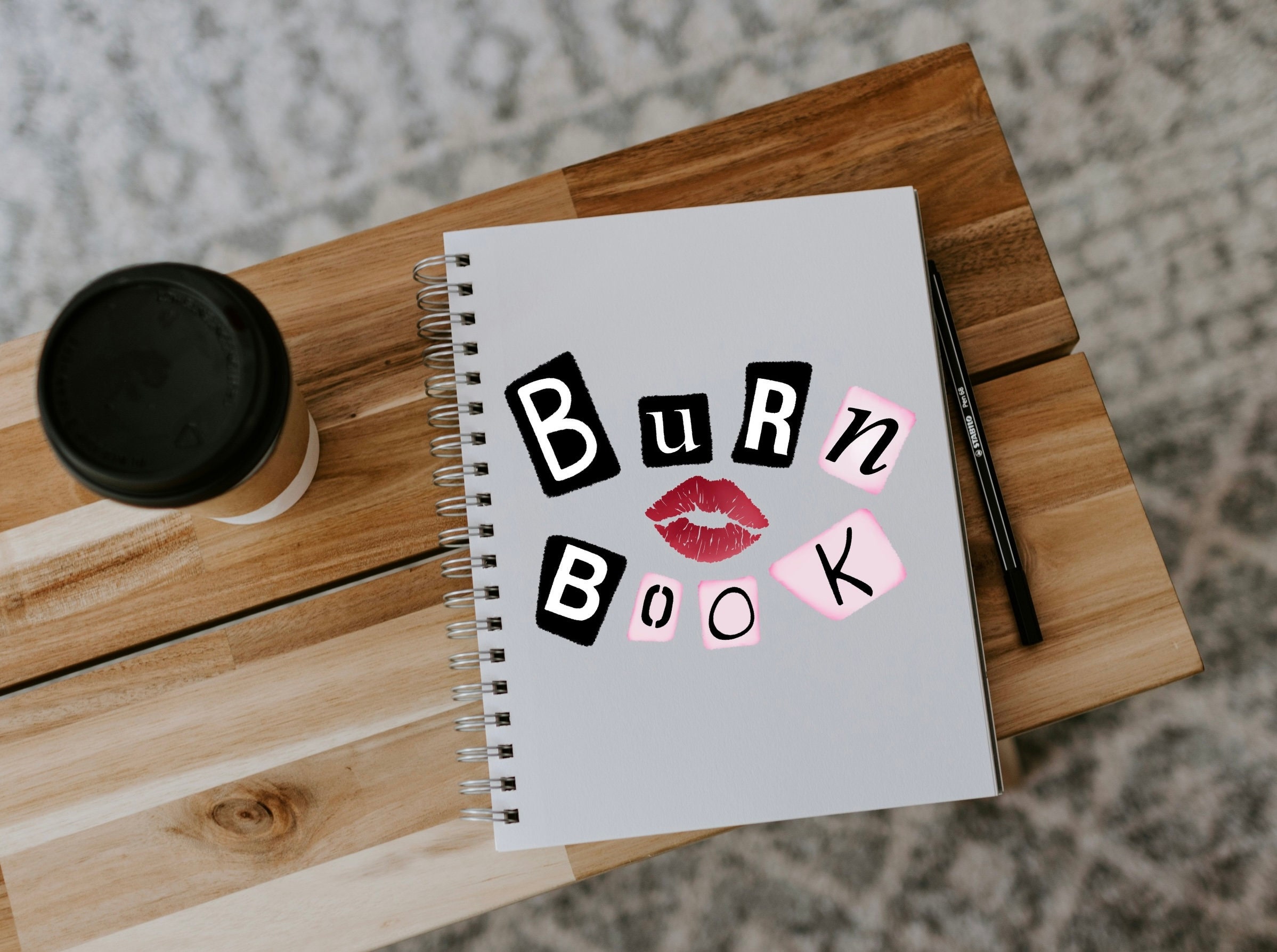 Burn Book PNG JPEG Clip Art, Mean Girls Book Scrapbook Clip Art, Kiss ...