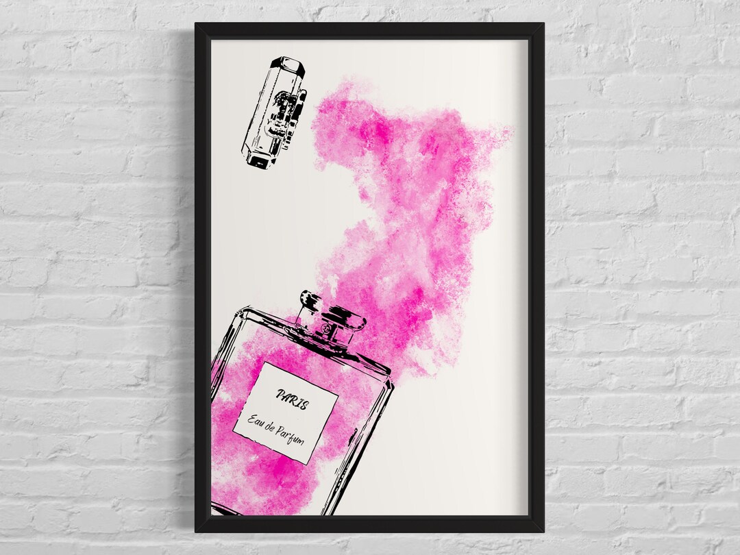 Paris Pink Perfume Bottle Poster Print Wall Art, Fashion Beauty ...