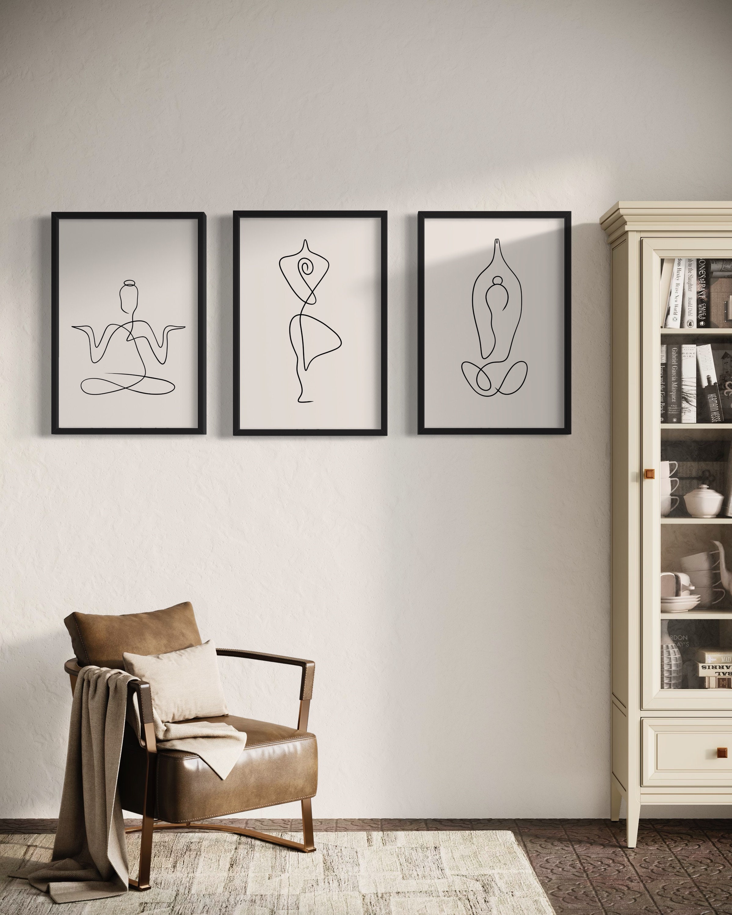 Yoga Pose Line Art Poster Prints Set of 3 Meditation Yoga - Etsy