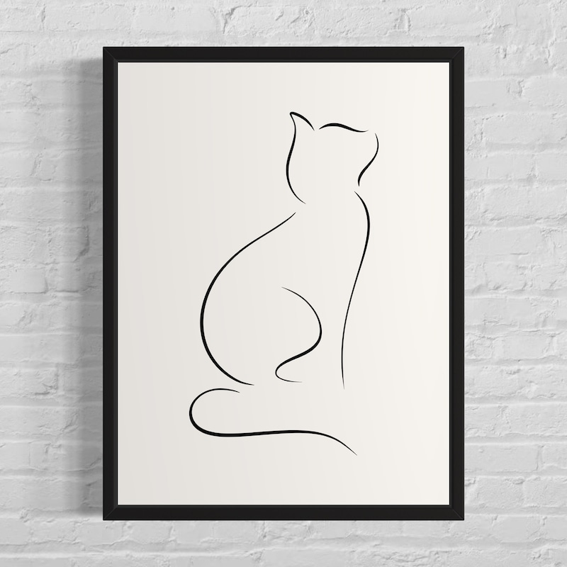 Cat Line Art - Etsy