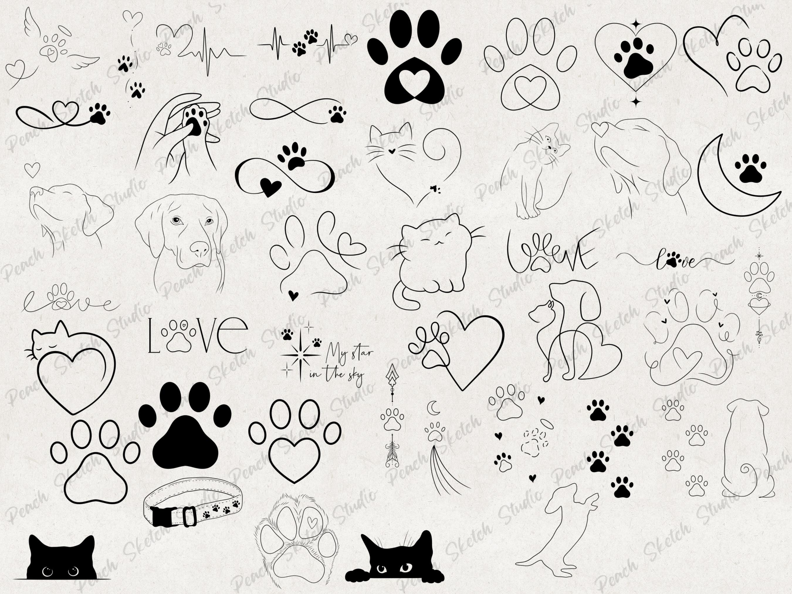 150 Animal Pet Doodle Illustrations Flash Tattoo SVG PNG JPEG Designs ...