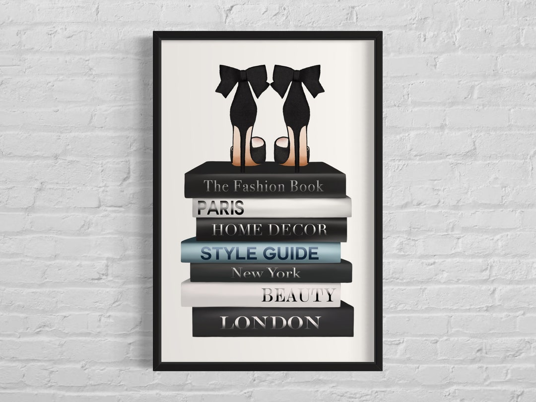 Fashion Book Stack Wall Art Poster Print, Bedroom Art, Printable ...