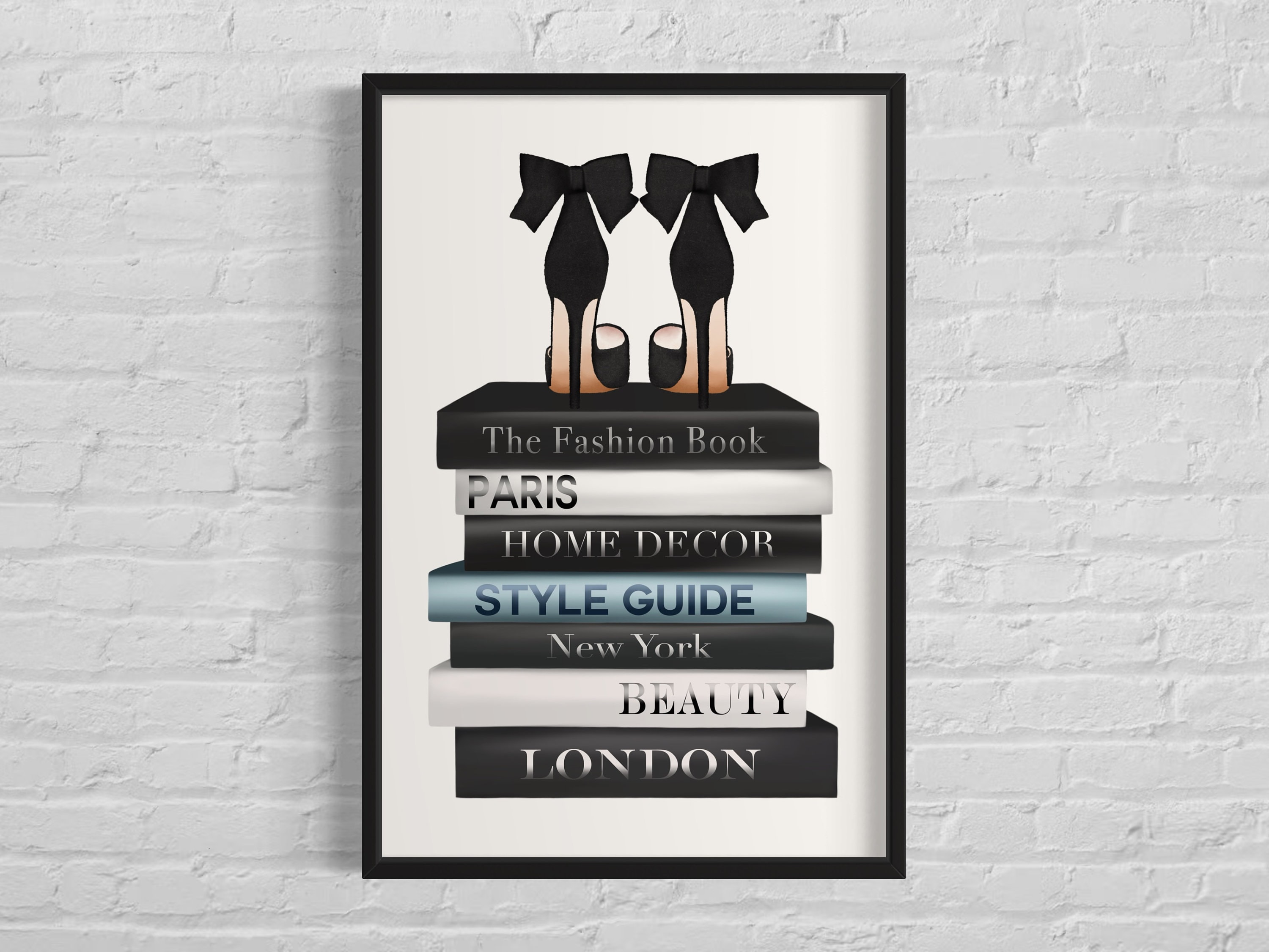 Fashion Book Stack Wall Art Poster Print, Bedroom Art, Printable ...