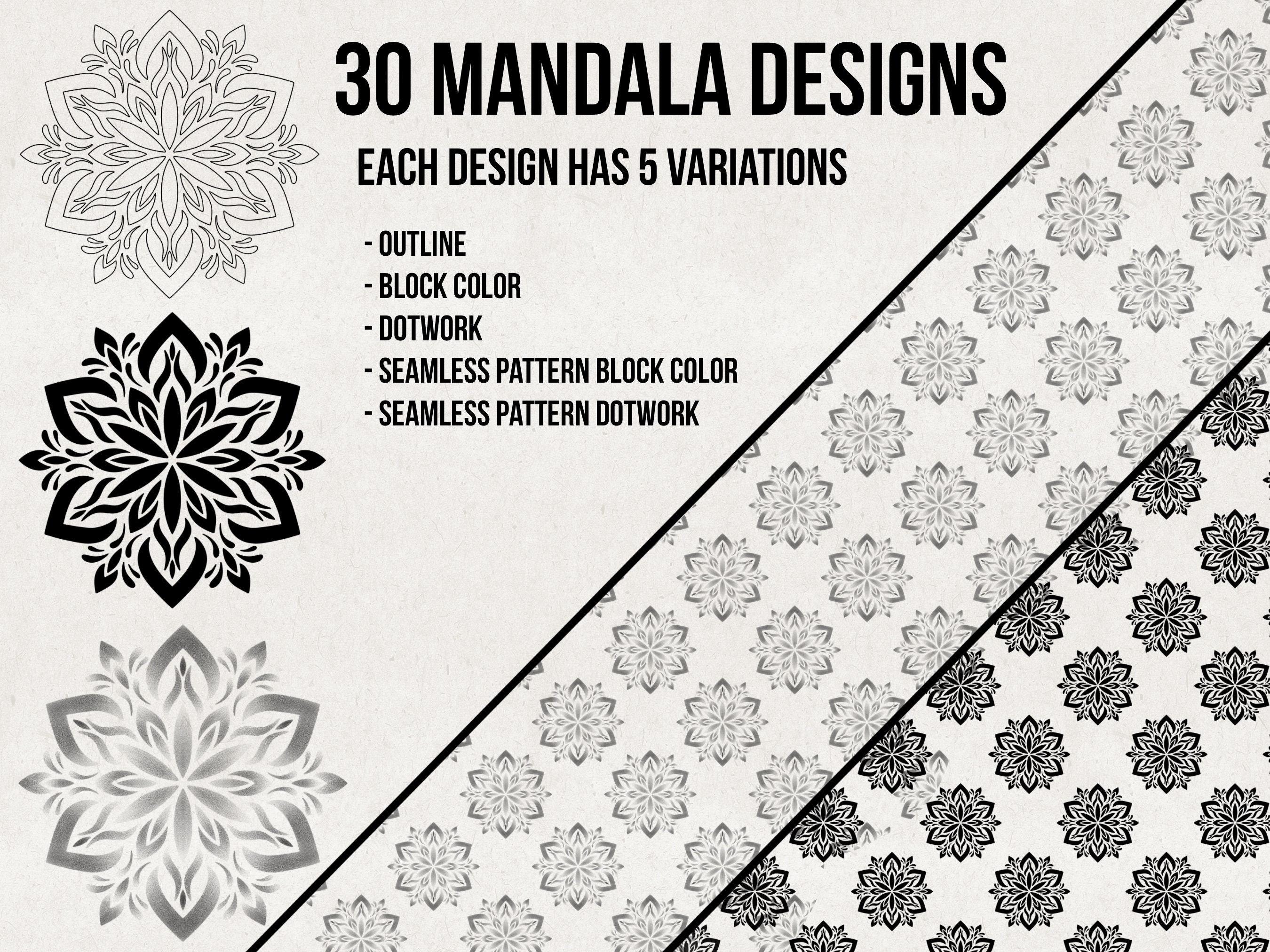 30 Mandala Designs JPEG PNG Seamless Patterns, High Quality Hand Drawn ...