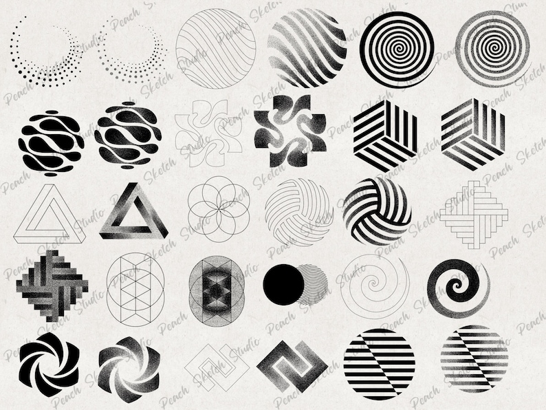175 Geometric Shapes Designs: JPEG PNG Abstract Geometry, Hand Drawn ...