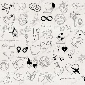 150 Love Friendship Doodle Flash Tattoo SVG PNG JPEG Designs, Doodle ...