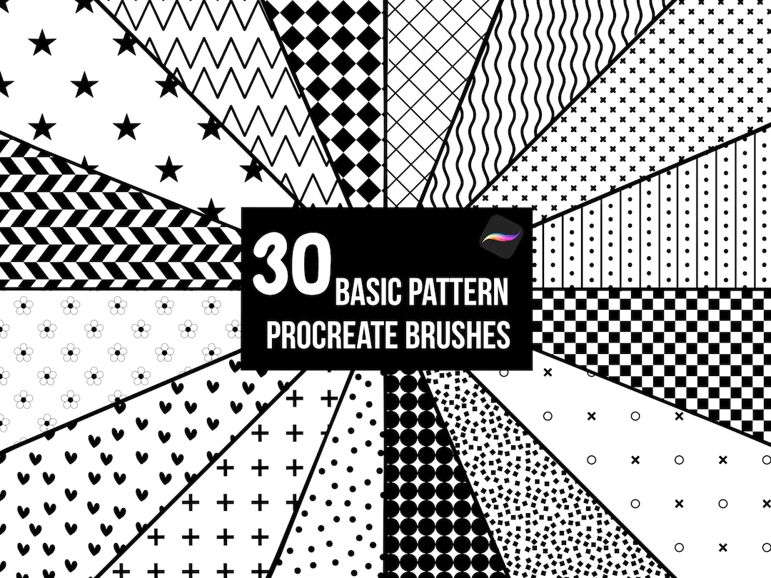 30 Basic Pattern Brushes Procreate, Pattern Brush Set, Polka Dot Floral ...