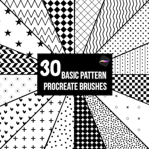 30 Basic Pattern Brushes Procreate, Pattern Brush Set, Polka Dot Floral, Procreate Seamless ...