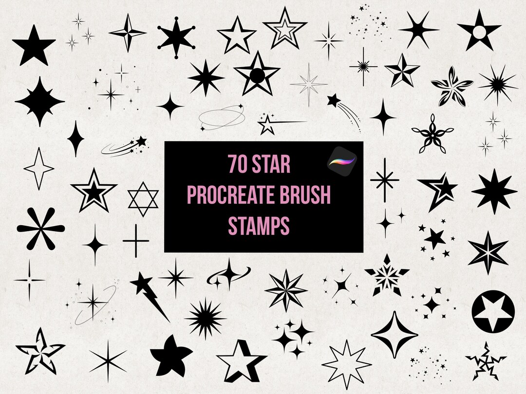 Procreate 70 Star Shape Stamp Brushes, Tattoo Stencil Brush, Detailed ...