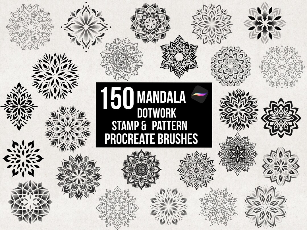 Procreate 150 Mandala Brushes Stamps, Tattoo Mandala Dotwork, Mandala ...