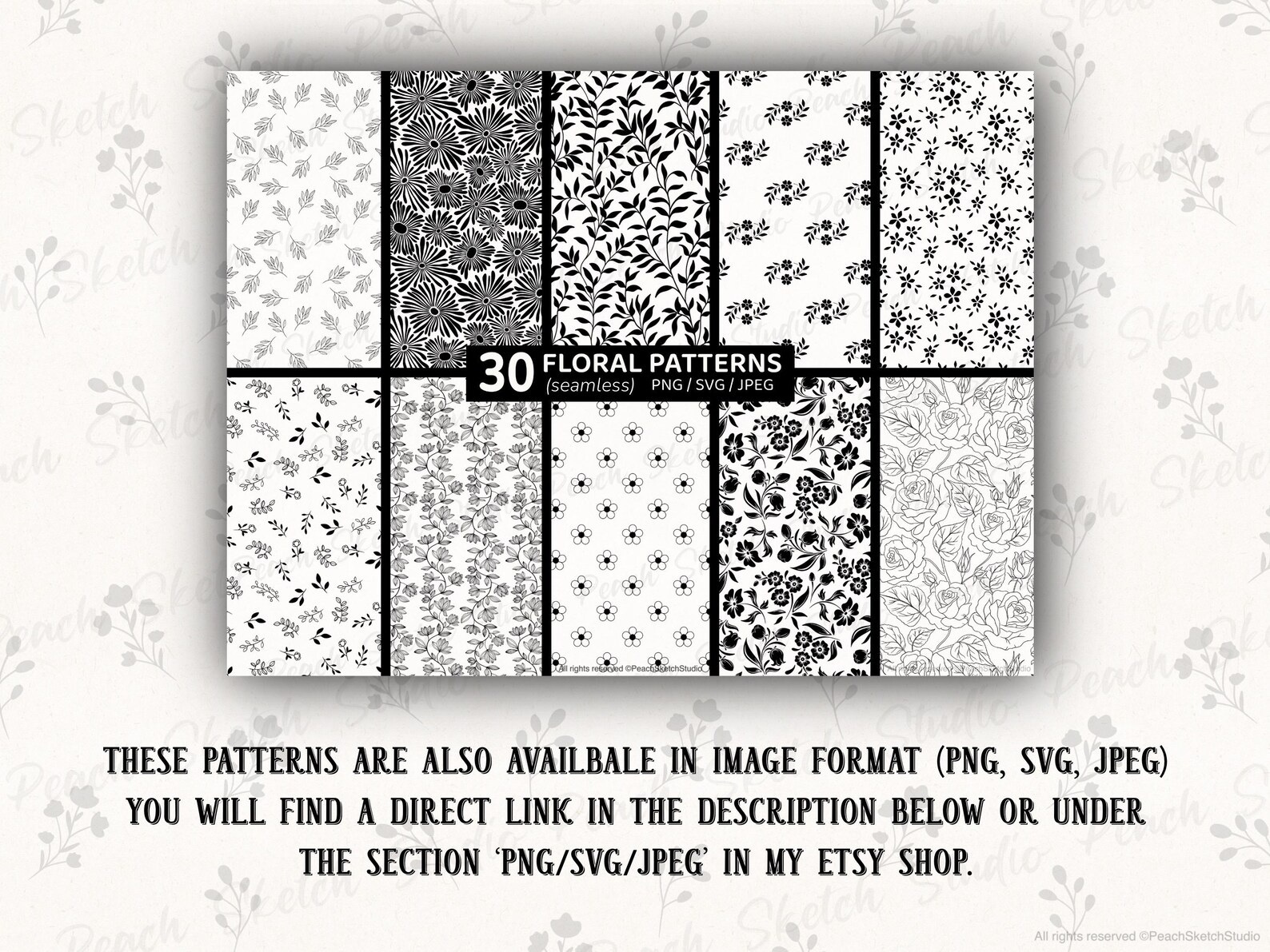 30 Procreate Floral Pattern Brushes: Hand-drawn Seamless Flower Designs ...