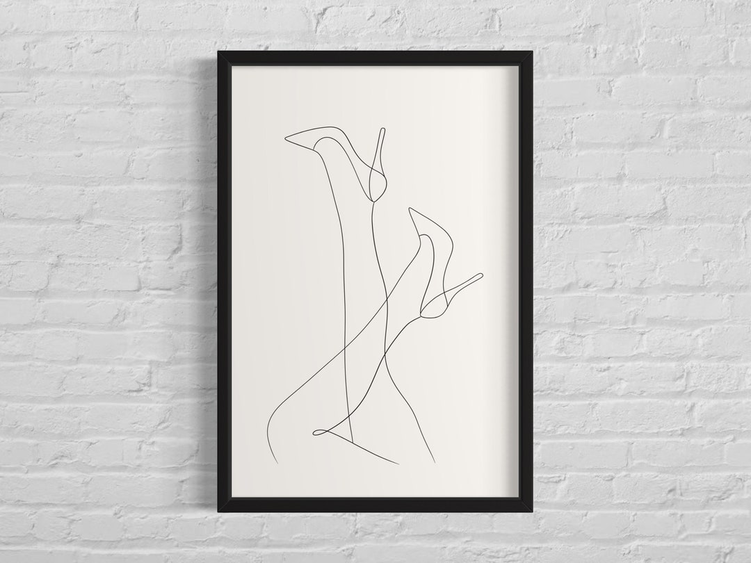 High Heels Legs Woman Line Art Print, Feminine Shoe Stiletto Heels ...