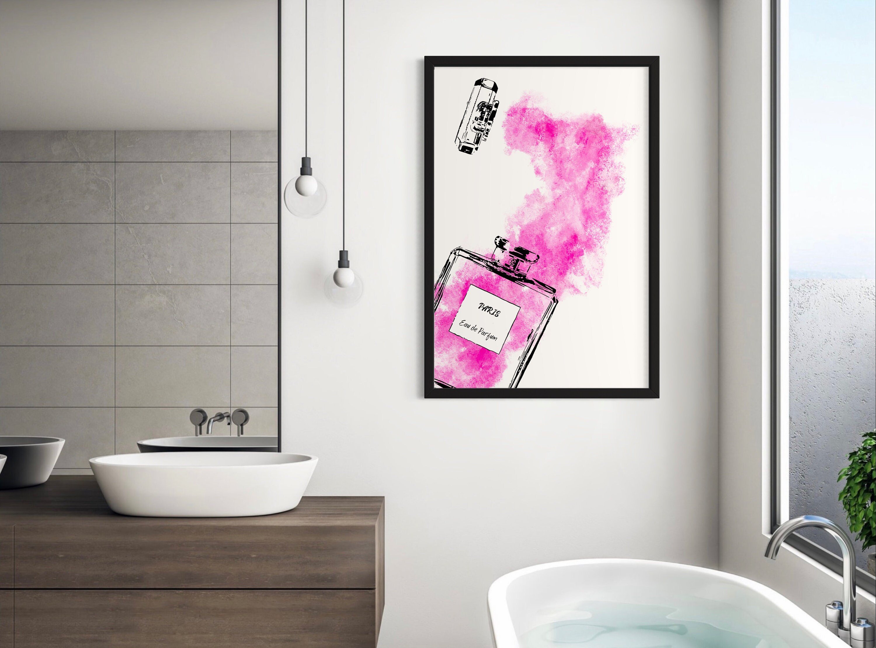 Paris Pink Perfume Bottle Poster Print Wall Art, Fashion Beauty ...