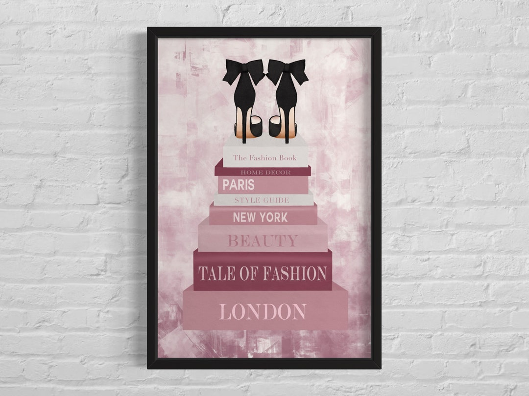 Fashion Book Stack High Heels Poster Wall Art Print, Bedroom Art ...