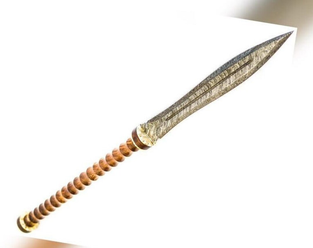 Beautiful Javelin Short Spear High Carbon Damascus Steel With Leather ...