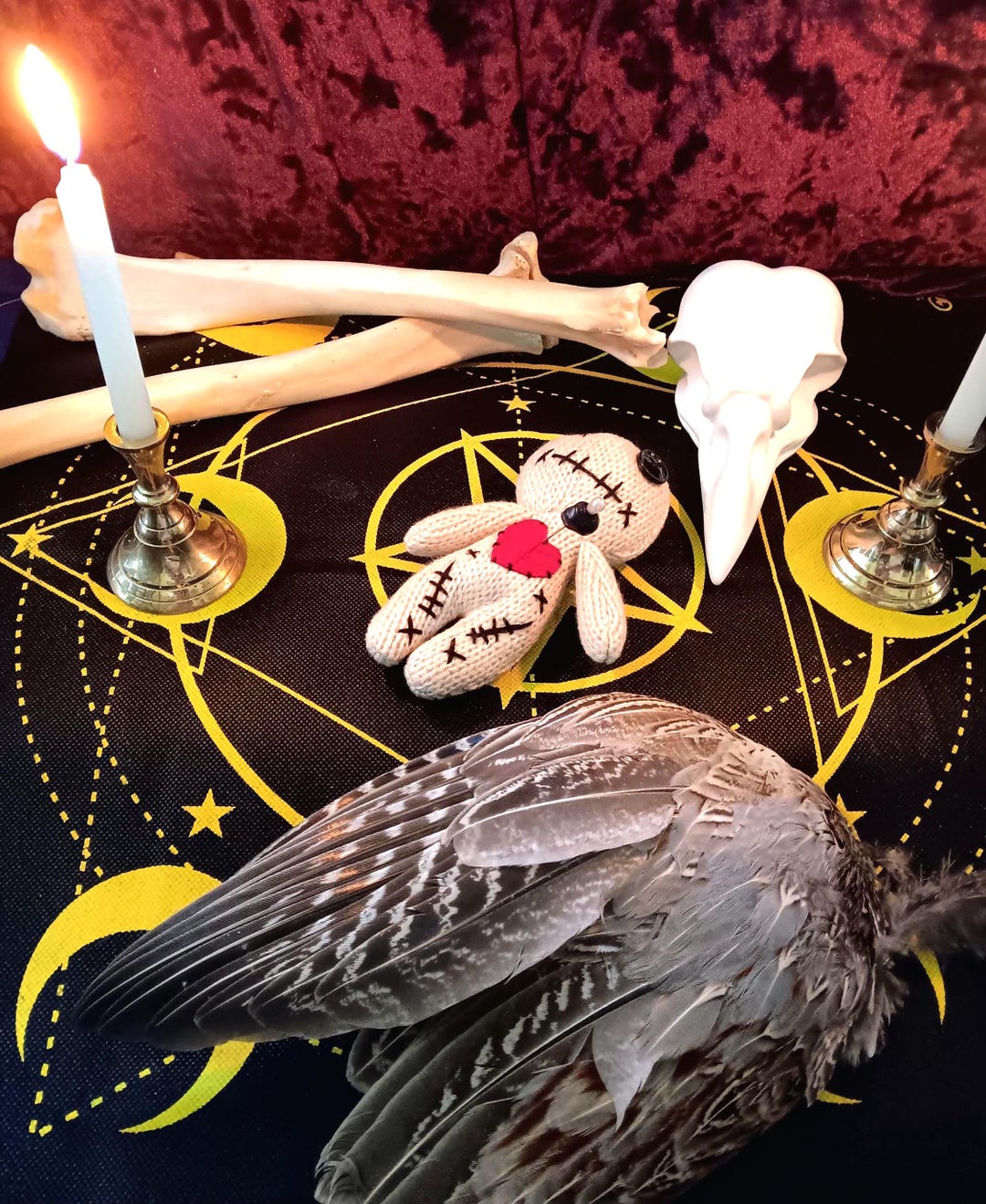 Voodoo Doll/ Poppet Doll/ Comes With 5 Voodoo Skull Headed Pins/ Charm ...