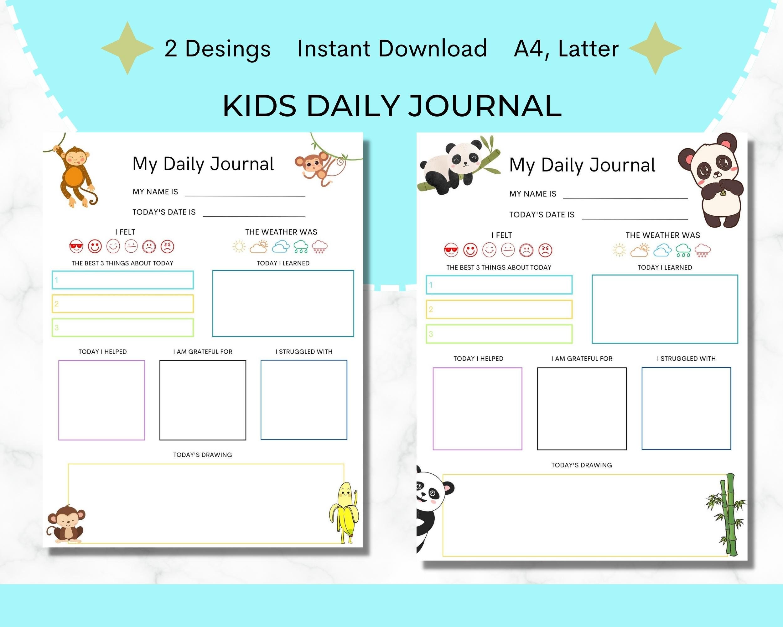 Kids Daily Journal Printable Journal for Kids Diary for Childrens Kids ...