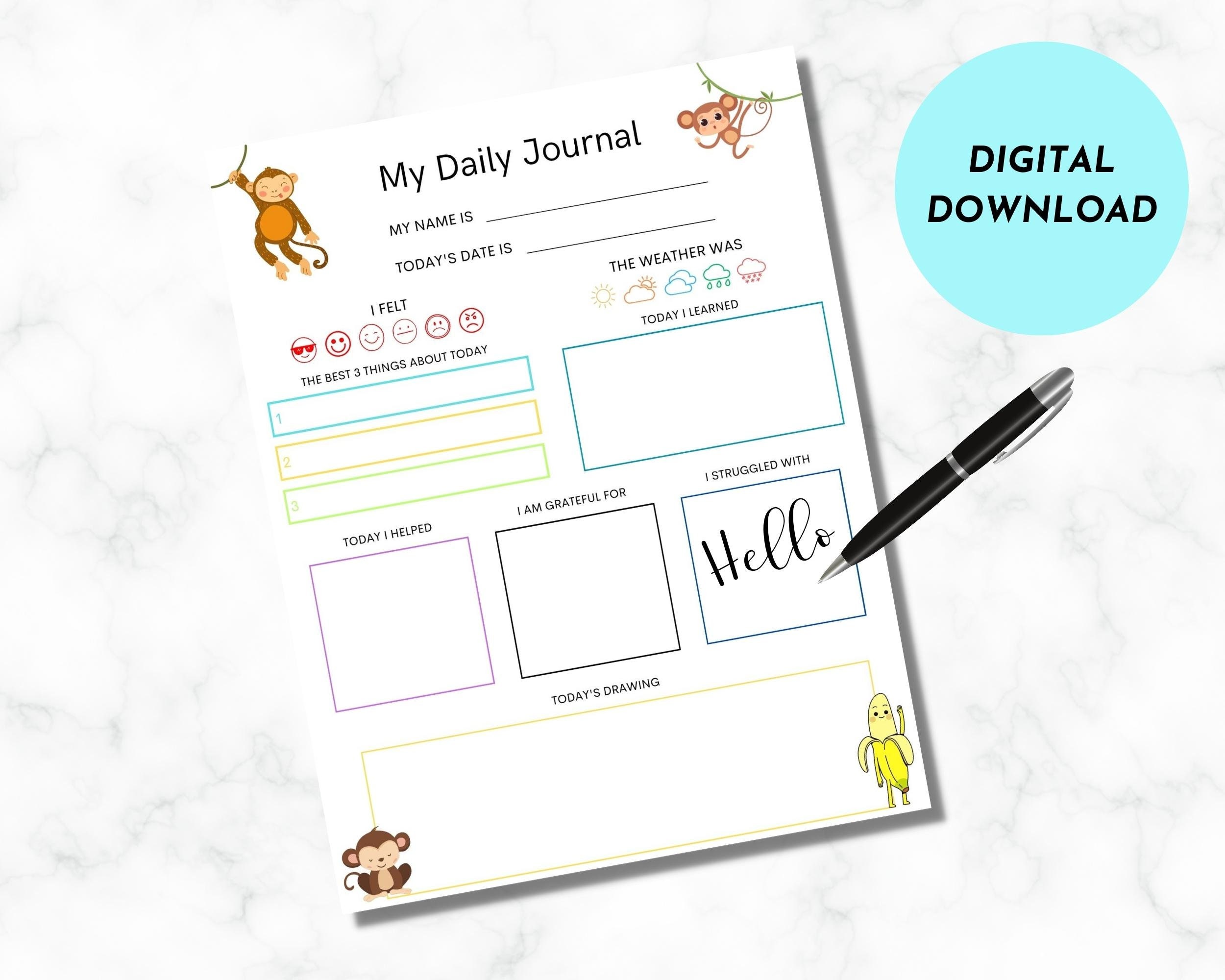 Kids Daily Journal Printable Journal for Kids Diary for Childrens Kids ...