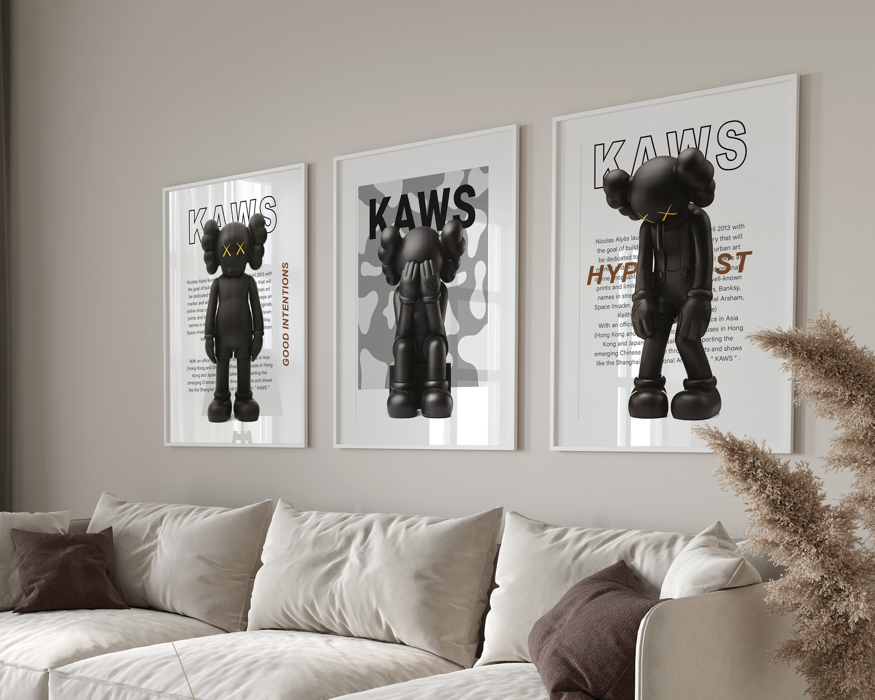 Hypebeast Figure 3 Piece Wall Art, Black Hypebeast Toys Poster ...