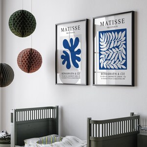 Navy Blue Matisse Print 3 Piece Art, Blue Henri Matisse Poster, Modern Abstract Art Set, Dark ...